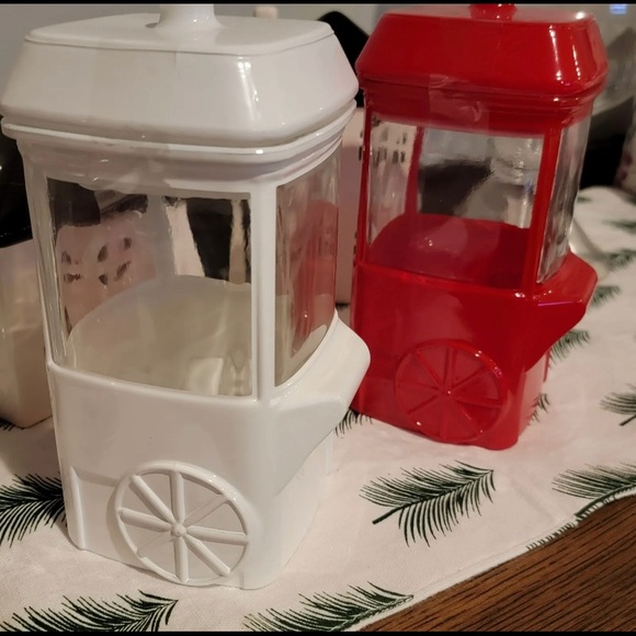 Kitchen | Red White Glass Ceramic Popcorn Machine Canister Rae Dunn Set ...
